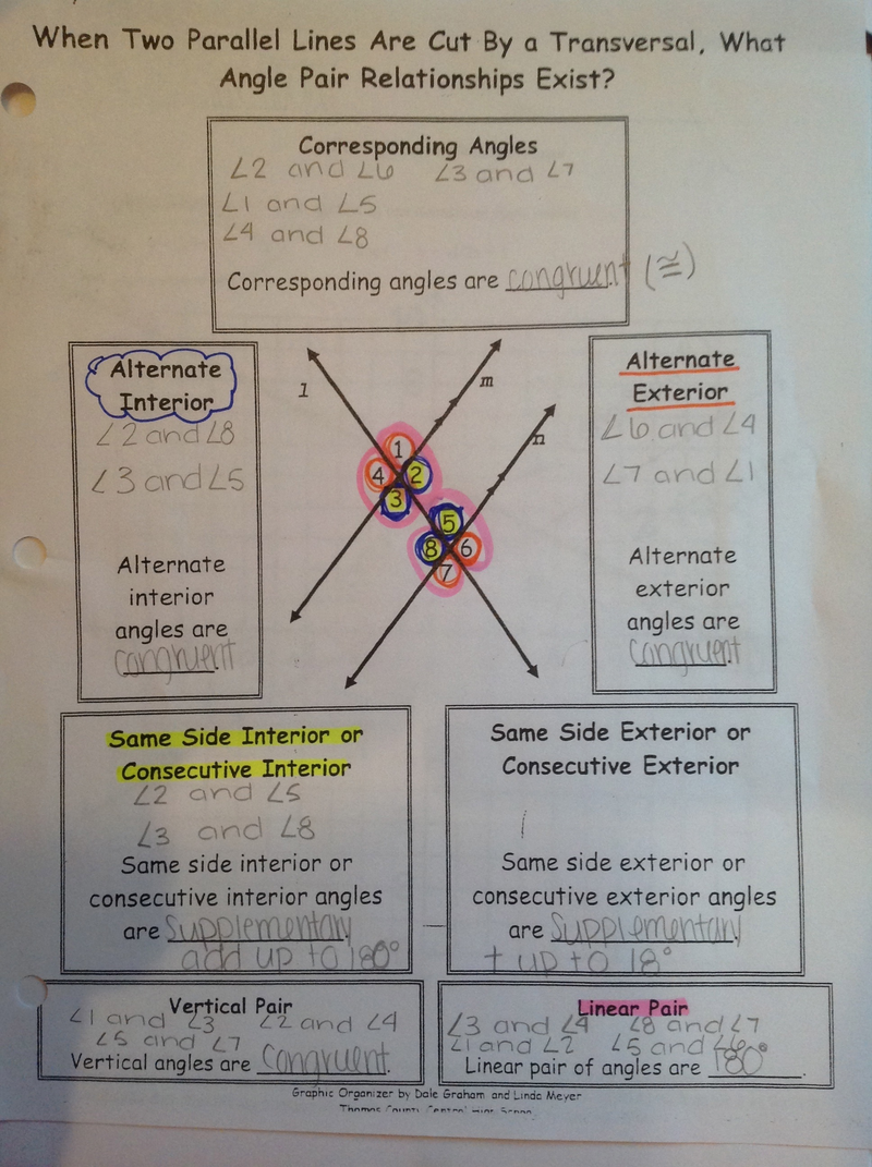 Eighth Grade Lesson Angle Relationships Along Parallel Lines Completed ... Eighth Grade Lesson Angle Relationships Along Parallel Lines Completed ...