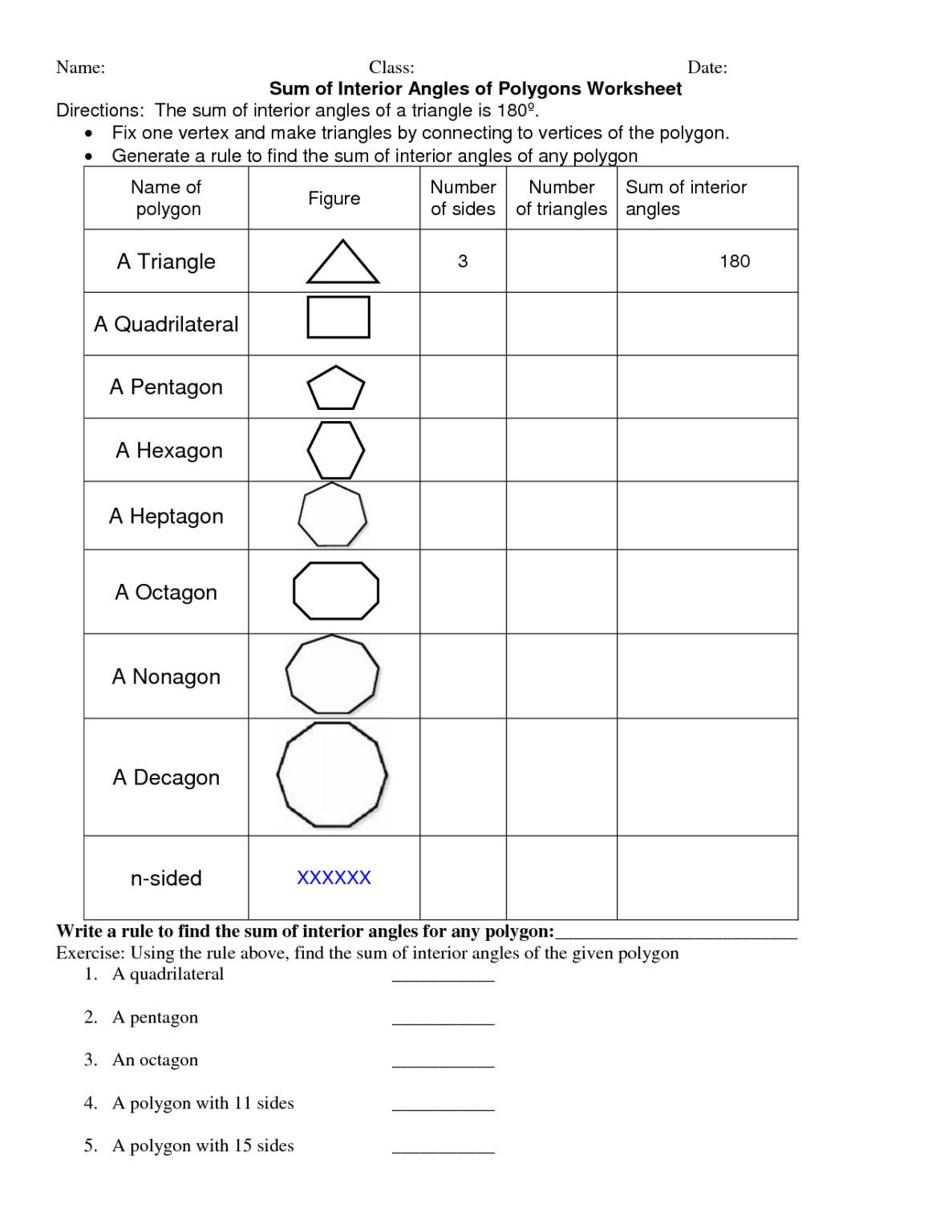 Angle Measure Of Polygons Worksheet - Angleworksheets.com Angle Measure Of Polygons Worksheet - Angleworksheets.com