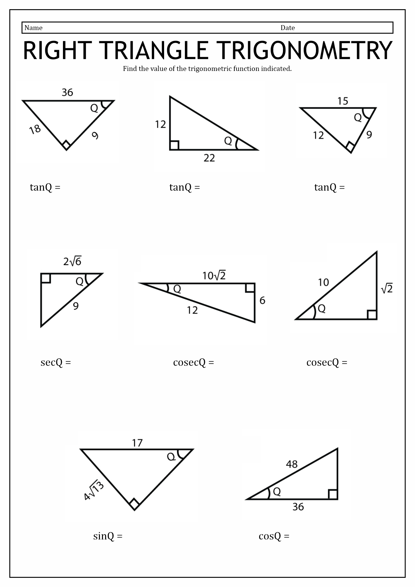 10 Trigonometry Sin Cos Tan Worksheets Worksheeto - Angleworksheets.com 10 Trigonometry Sin Cos Tan Worksheets Worksheeto - Angleworksheets.com